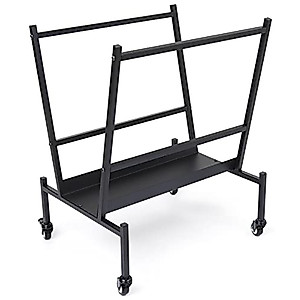 Displays2go Print Art Rack, (50) 24" x 36" Protectors, Mobile Design w/Locking Wheels - Black (ADRACK1)