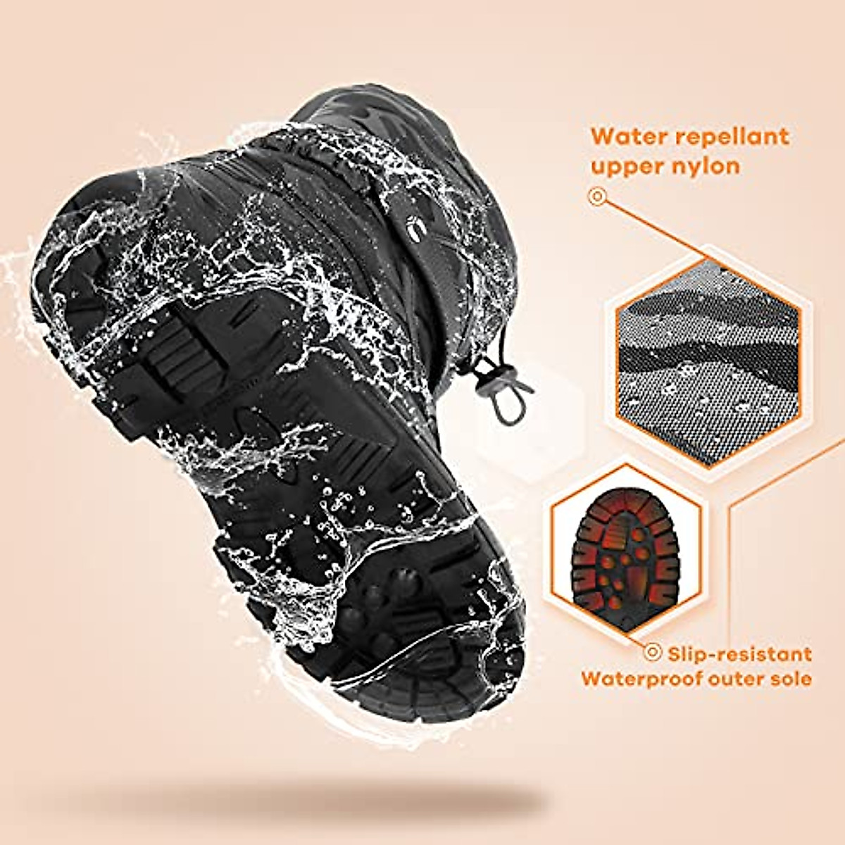 CROVA Kids Snow Boots Boys Girls Womens Winter Warm Waterproof Outdoor Anti-Slip Fur Lined Resistant Cold Weather Shoes (Little Kid/Big Kid)