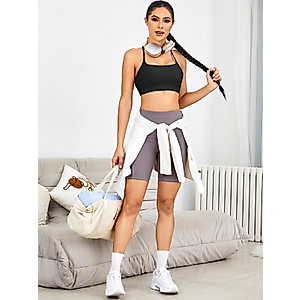 RUNNING GIRL Sports Bras for Women,Y-Back Workout Bras Padded Supportive Black Sports Bra Plue Size(WX2915Black,L)