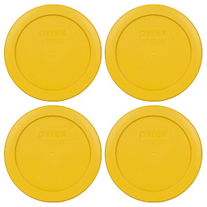 Pyrex Bundle - 4 Items: 7200-PC 2-Cup Butter Yellow Plastic Food Storage Lids