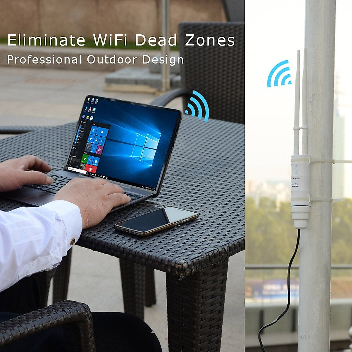 N/C (Upgrade Version) AC600 Dual Band 2.4+5G 600Mbps Outdoor WiFi Extender,3 in 1 Outside Weatherproof PoE Access Point (AP)/ Wireless Repeater/Router/Internet Bridge Amplifier Signal Booster