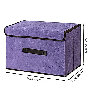 LELE LIFE Foldable Storage Box with Dustproof Lid and Handle, Foldable Storage Bin Collapsible Storage Organizer for Closet, Bedroom, Home, Purple