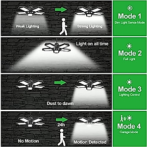 Solar Shed Light Indoor Outdoor,Waterproof Solar Pendant Light 6500K Solar Motion Sensor Light with Remote Control 5-Leaf Adjustable Solar Garage Lights for Home,Shop,Barn,Garden,Patio (Single-Head)