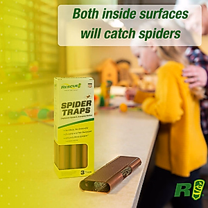 RESCUE! Spider Traps – Catches Brown Recluse, Hobo Spiders, Black Widows & Wolf Spiders - 4 Pack (12 Traps)