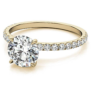 10K Solid Yellow Gold Handmade Engagement Ring 2.00 CT Round Cut Moissanite Diamond Solitaire Wedding/Bridal Rings Set for Women/Her, Amazing Ring Gift for Her