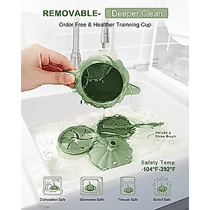 BRVTOT Baby Snack Containers & Straw Cup 7 oz, Spill Proof Toddler Cup with Straw & Snack Cup Lid & DustProof Lid, BPA Free Silicone Training Sippy Cup with Handle for Babies Toddlers 6+ Months Gifts