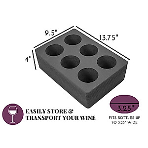 Polar Whale 2 Wine Holders Durable Black Foam Organizer Transport Protector Packer Bottle Case Car Truck SUV Van Seat Travel Protection 13.75 x 9.5 x 4 Inches Holds 6 Bottles