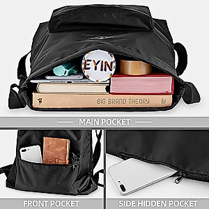 Vorspack Drawstring Backpack Water Resistant String Bag Cinch Bag Sports Gym Sack with Side Pocket for Men Women - Black