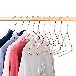 KOOBAY 16.5” Adult Rose Gold Shiny Metal Wire Shirts Coat Clothes Hangers, 30PACK, Clothes Storage Display