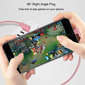 Quickeep Lightning Cable 10ft 90 Degree iPhone Charger 3 Pack Right Angle iPhone Charging Cable Nylon Braided Fast Charge Cord Compatible with iPhone 14/13/12/11/ XS/XR/X/8/7/6 (Rose Gold)