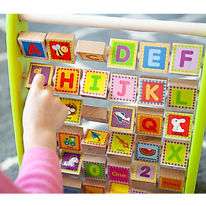 Fat Brain Toys Alpha-Abacus - Wooden Alphabet & Number Learning Toy for Kids 2+