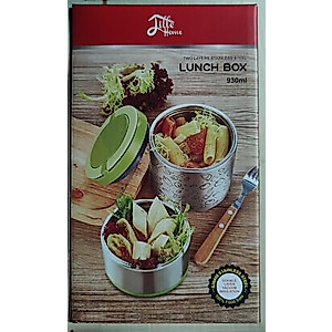 Lille Home Vacuum Insulated Stackable Stainless Steel Thermal Lunch/Snack box, 2-Tier Bento/Food Container with Lunch bag, Smart Diet, Weight Control, 32 Ounces, Pink