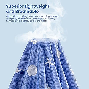 Elegear Cooling Blanket (Queen Size 90"x90"), Q-Max>0.5 Japanese Arc-Chill Cooling Blankets for Hot Sleepers, Double Sided Cold Blankets for Sleeping, Lightweight Breathable Summer Blanket - Blue
