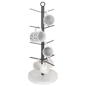 HarJue Mug Holder Tree, Coffee Cup Stand Holder, Thick Base Mug Rack for Kitchen Home Bar Cabinet, 9 Hooks (4-Tier, Matte Black)