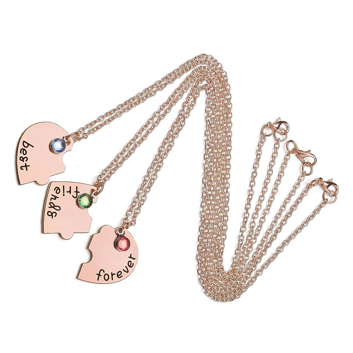 Jovivi Best Friends Forever Necklaces for 3 Alloy Heart Puzzle Pieces BBF Friendship Pendant Necklace Best Friends Jewelry