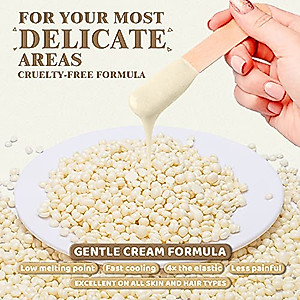 Maxpearl 1lb Hard Wax Beads Refill, Sensitive Skin Friendly Hair Removal Wax Beans, for Delicate Areas - Eyebrows, Face, Armpits, Brazilian Bikini Line, Non Strip Wax with 10 Application Sticks