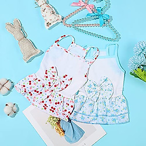 2 Pieces Puppy Dress Cute Tutu Princess Pet Dress Floral Design Puppy Dresses with Bowtie for Girl Small Dogs (XS)