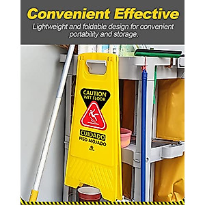 RoadHero 2 Pack Wet Floor Sign, 2-Sided Yellow Caution Signs, Bilingual Collapsible Warning Signs for Commercial Use 24"
