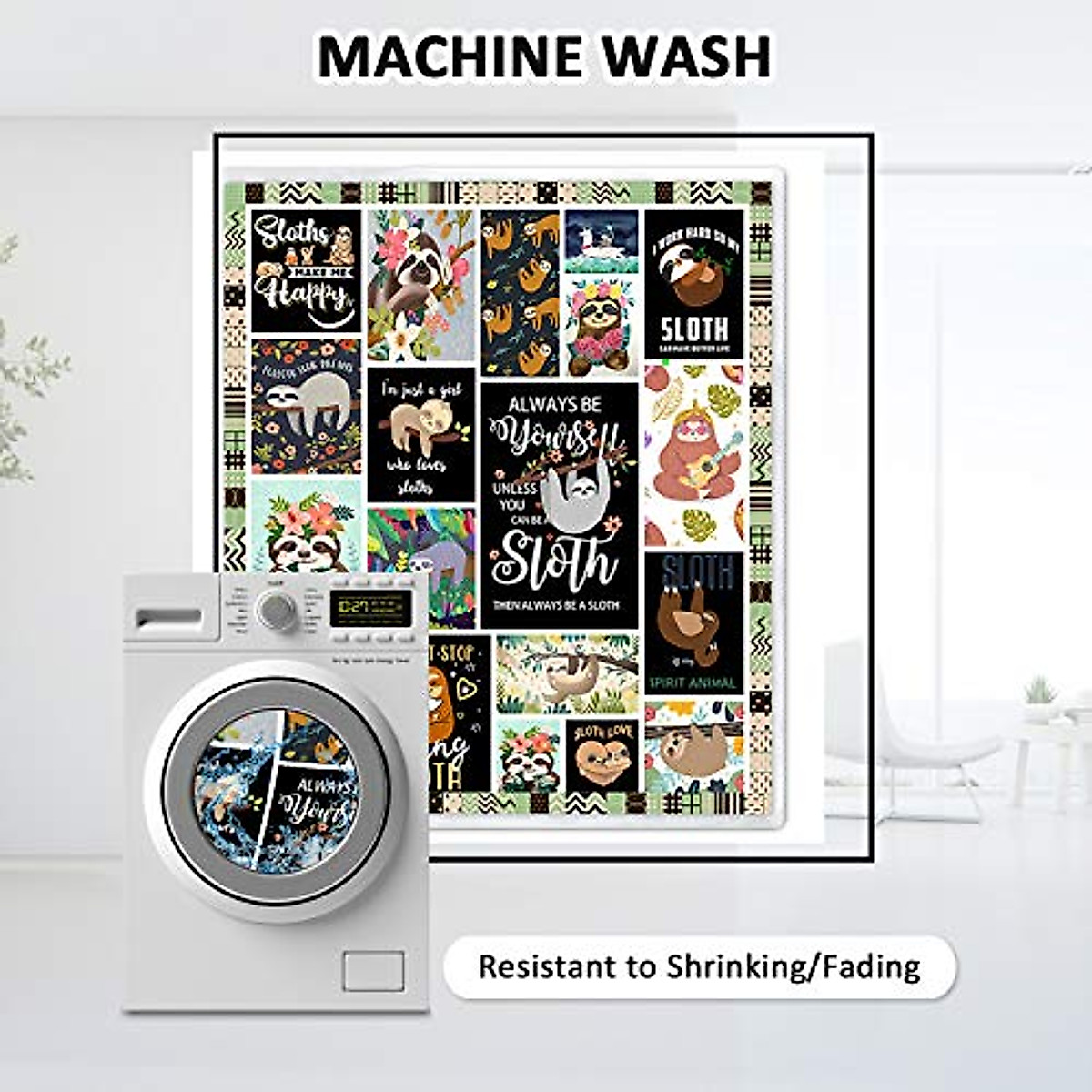 YunTu Sloth Throw Blankets Sloth Gifts for Women and Girls Sloth Lovers Super Soft Warm Sherpa Sloth Blankets for Kids and Adults