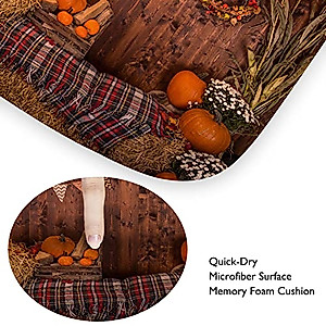 4PC Fall Thanksgiving Bathroom Set, Orange Pumpkin Shower Curtain Set with Shower Curtain and Rugs and Accessories,Bathroom Decor Shower Curtains with Soft Non-Slip Bath Mat and Toilet Lid Cover Mat