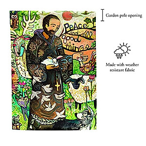 Dicksons St. Francis with Beloved Animals Artistic Fields Polyester Small Garden Flag