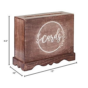 Eximious India Wedding Card Box with Card Slit and Lock 12"X10"X4.5"- Gift Wishing Well Card Box for Weddings, Receptions, Birthdays, Graduations, Baby Showers, Honeymoon Funds KHNDCNC (Walnut)