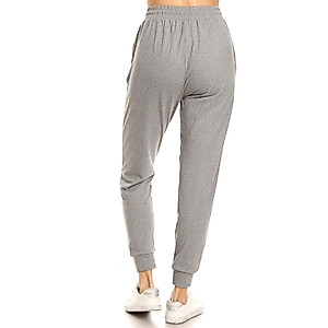Leggings Depot Womens Relaxed fit Jogger Pants - Track Cuff Sweatpants with Pockets, Heather Grey, Medium