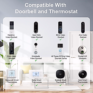C Wire Adapter Smart Thermostat, 24V Power Supply for Ring Doorbell, Nest, Ecobee, Sensi and Honeywell 26FT Cable