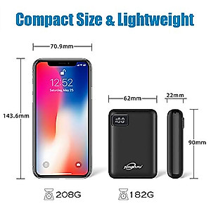 Portable Phone Charger 10000mAh Quick Charge 2.4 A Power Bank External Battery Packs Dual Ports with LCD Display Powerpack Compatible for iPhone Huawei iPad Samsung Galaxy Nintendo Switch (Black)