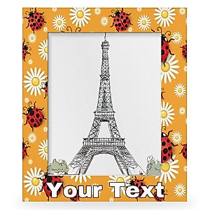 Herdesigns Ladybugs Daisy 8x10 Picture Frame Personalized Custom Text Name Red Ladybugs Wooden Picture Frame for Wall and Tabletop Display, Photo Picture Frame Customized Gift