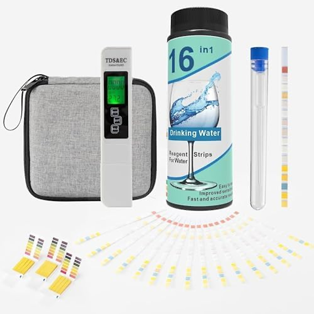 21-in-1 Water Testing Kits for Drinking Water, Well Water Testing Kit, pH Test Strips, Suitable for Tap Water, Ponds, Swimming Pools, Household Drinking Water
