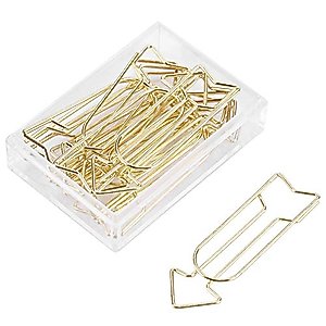 12pcs Gold Paper Clips, Electroplating Metal Arrow Shaped Paper Clip Funny Stationery Bookmark Marking Clip