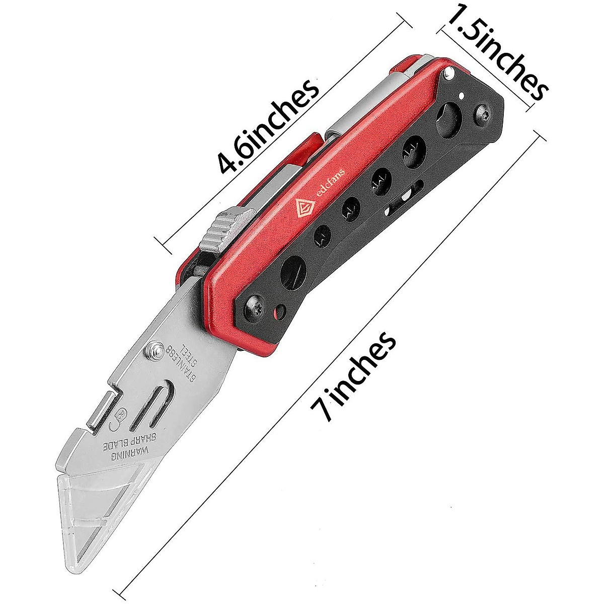 edcfans Folding Pocket Utility Knife Box Cutter with Flat Head and Phillips Screwdriver, Razor Knife with Quick Change Blades Lock Back Design (10 Blades), Stainless Steel