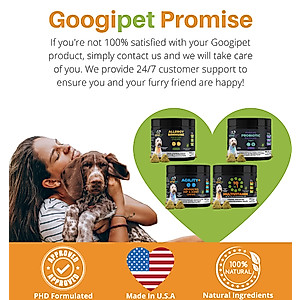 Googipet Dog Allergy Relief Chews - Immune Support Chews for Dog Itch Relief, Salmon Fish Oil for Dogs, Probiotics for Dogs Itchy Skin & Colostrum, Skin Hot Spot Treatment for Dogs & Allergy Relief