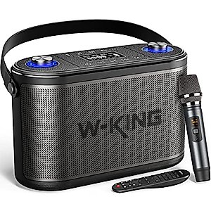 W-KING 120W RMS-150W Peak Portable Bluetooth Speaker Loud, 2.1 Stereo 3-Way Large Party Outdoor Wireless Speaker w/Bass&Treble Adjust/Guitar&MIC Port/UHF Microphone/Accompaniment/REC/Live/HP Monitor