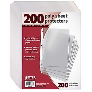 Better Office Products 200 Count Textured Sheet Protectors, 8.5 x 11", Textured for Added Anti Glare, Extra Privacy, and Easier Handling, Top Load, 200 Pack