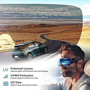 TINHAO Mens Polarized Flip Up Fitover Sunglasses with Mirrored Lenses (Blue, Blue)