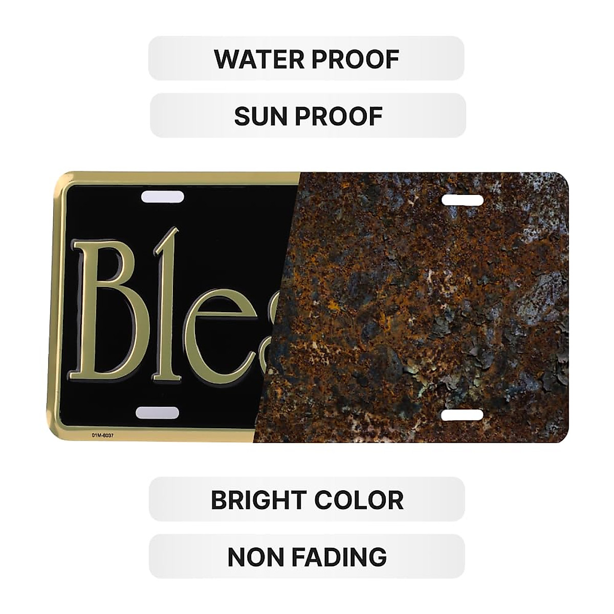 Auto Tag License Plate Deluxe-Blessed-Gold/Black | Universal Car Plate-Auto Tag | Rust-Proof, Weather-Proof | Durable, Heavy Gauge Embossed Aluminum | Enamel Finish | Made in The USA
