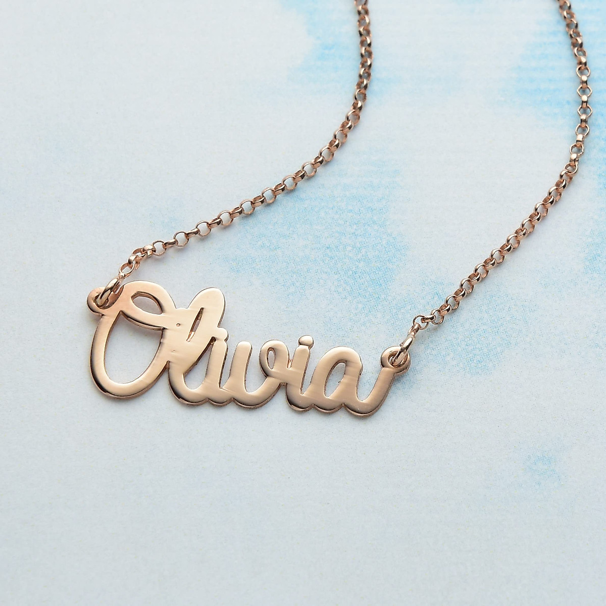 MyNameNecklace Personalized Cursive Name Pendant Necklace-Nameplate Christmas Jewelry Gift