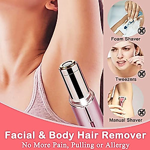 Rosarden Facial Hair Removal for Women, Mini Hair Remover, Electric Razor Shaver Portable Bikini Epilator for Lips, Chin, Armpit, Peach Fuzz, Fingers, Arms, Legs, Body and USB Rechargeable
