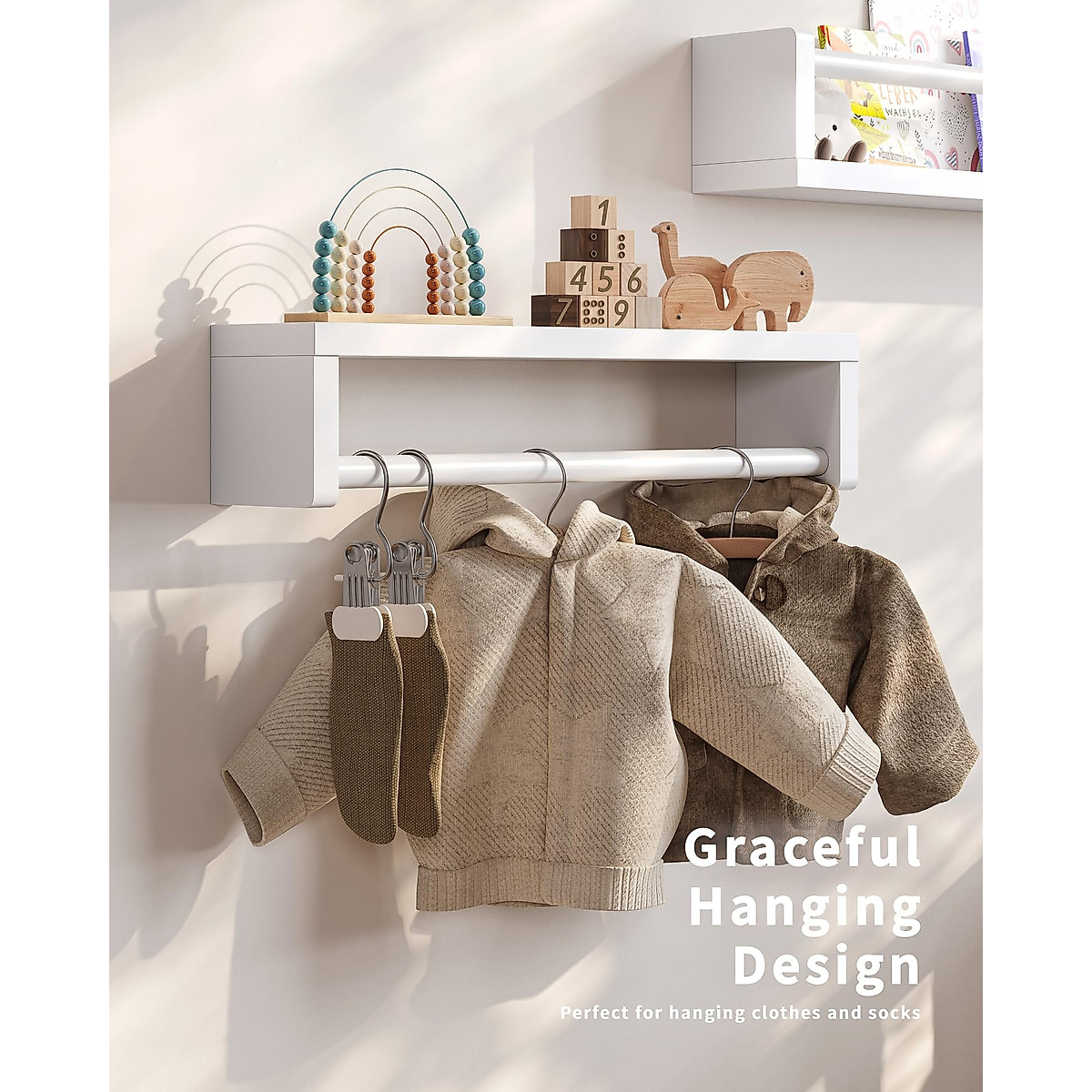 Seocry Nursery Book Shelves, Set of 4 - Kids Wall Bookshelf, Floating Book Shelf for Kids Room, Baby Room, Toddler Bedroom, Playroom & Nursery Decor