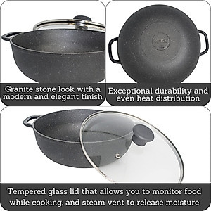 IMUSA 7 Quart Made in Colombia Nonstick Caldero with Glass Lid, Grey