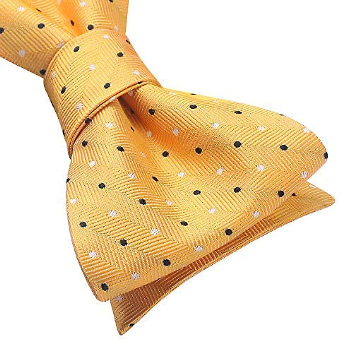 HISDERN Bowties Men Polka Dot Self Tie Bow Ties and Pocket Square Set Yellow Classic Formal Business Tuxedo Bowtie Handkerchief for Wedding Party