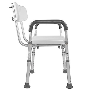 Vaunn Shower Chair Bath Seat with Padded Arms, Removable Back and Adjustable Legs, Bathtub Safety and Support Weight Up to 350 lbs