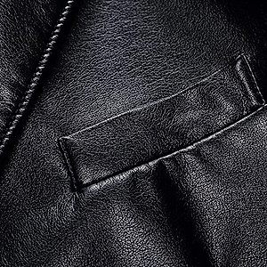 Mens Faux Leather Moto Blazer Classic Casual PU Leather Slim Jacket Stylish Motorcycle 2 Button Lapel Sport Coat (Black,170)