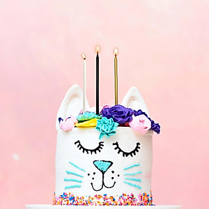 Comluge Long Tall Pearl White Birthday Candles for Cake Decorations 5.1 inches (24, Pearl White)