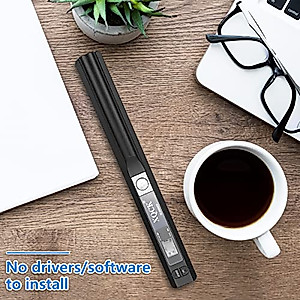Portable Scanner Handheld Scanner for A4 Documents, Photo,Pictures,Receipt. Scanner Wand for Flat Scanning, UP to 900 DPI ，Include 16G SD Card，a Pair of AA Batteries