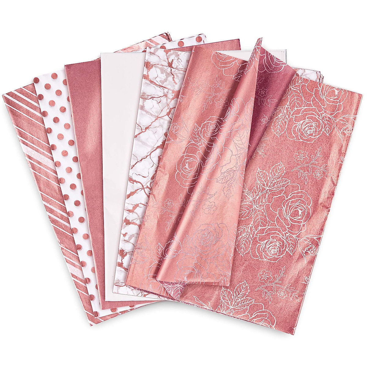 Whaline 120PCS Rose Gold Tissue Paper 6 Style Gift Wrap Paper Bulk Gift Wrapping Accessory Craft Paper Decorative Paper Art Tissue for Home Kitchen Birthday Party