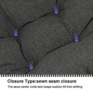 INFBLUE Tufted Bench Cushion for Outdoor Furniture Patio Swing Cushions Overstuffed Outdoor Loveseat Cushions with Round Corner 44" x 19" (44'' x 19'' x 5'', Dark Grey)