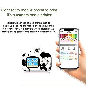 Pocket Printer, Fmystery Gifts for Kids, Portable Printer 2.4-Inch High-Definition Screen, 1200 MAh Battery, Children's Digital Video Camera, Support Photo, Video and Printing (Black)